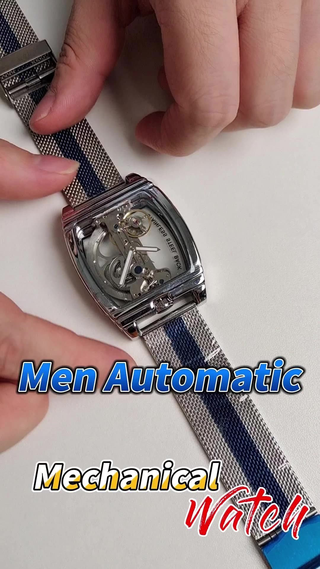 Ultra Thin Automatic Mechanical Watches Stainless Steel Sapphire ...