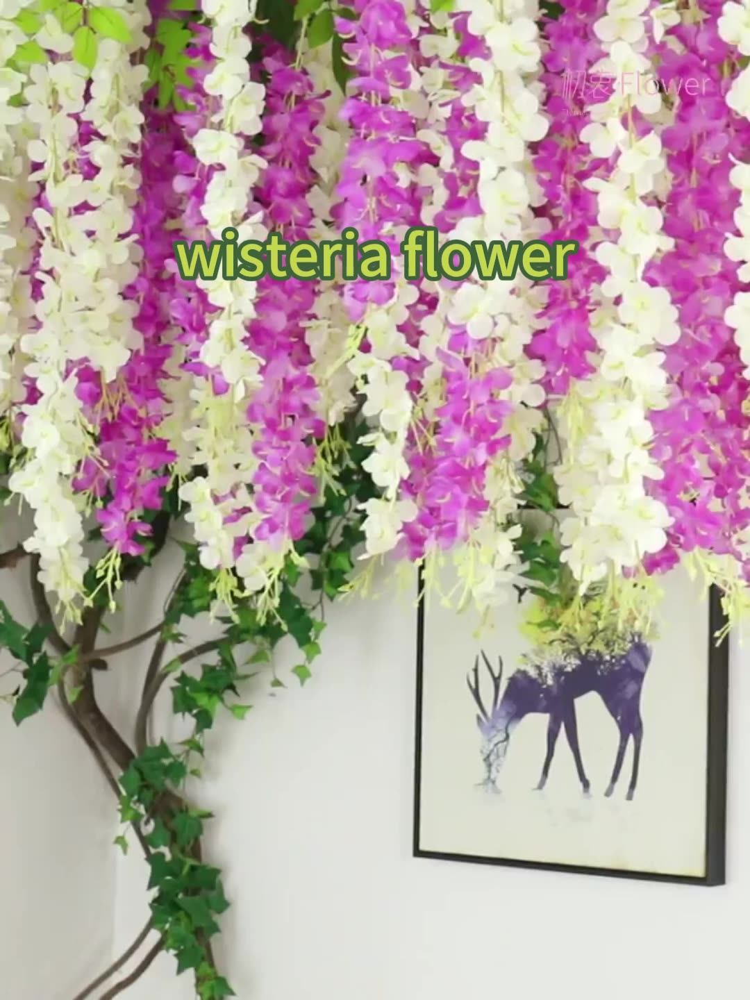 Hot Sale Artificial Wisteria Flowers Vines Garland Hanging Plants Wall ...