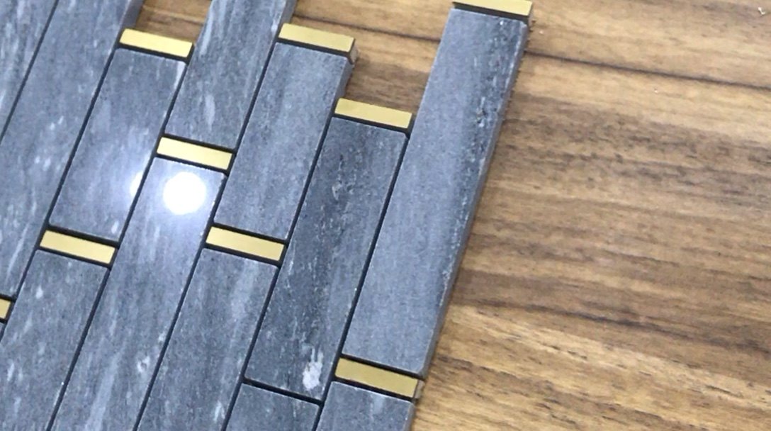 Brick Mosaic Subway Tile White Marble Mosaic Inlay Brass Mosaic Tile ...