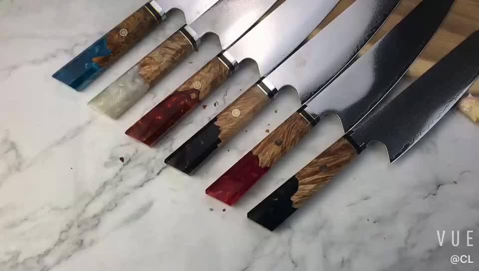 Yangjiang Amber Solidify Burl Wood Epoxy Resin Handle Japanese Style ...