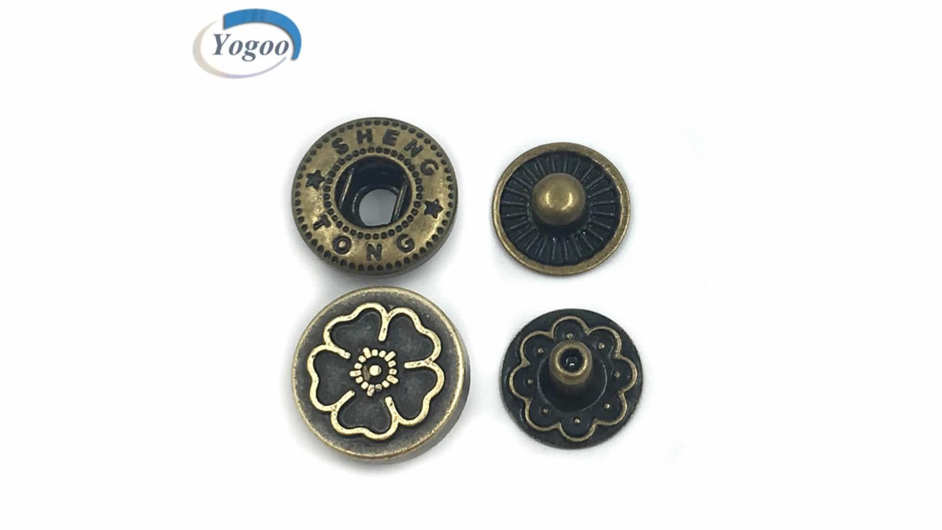 Custom Four Part 15mm Gold Round Alloy Metal Snap Button Snap For ...