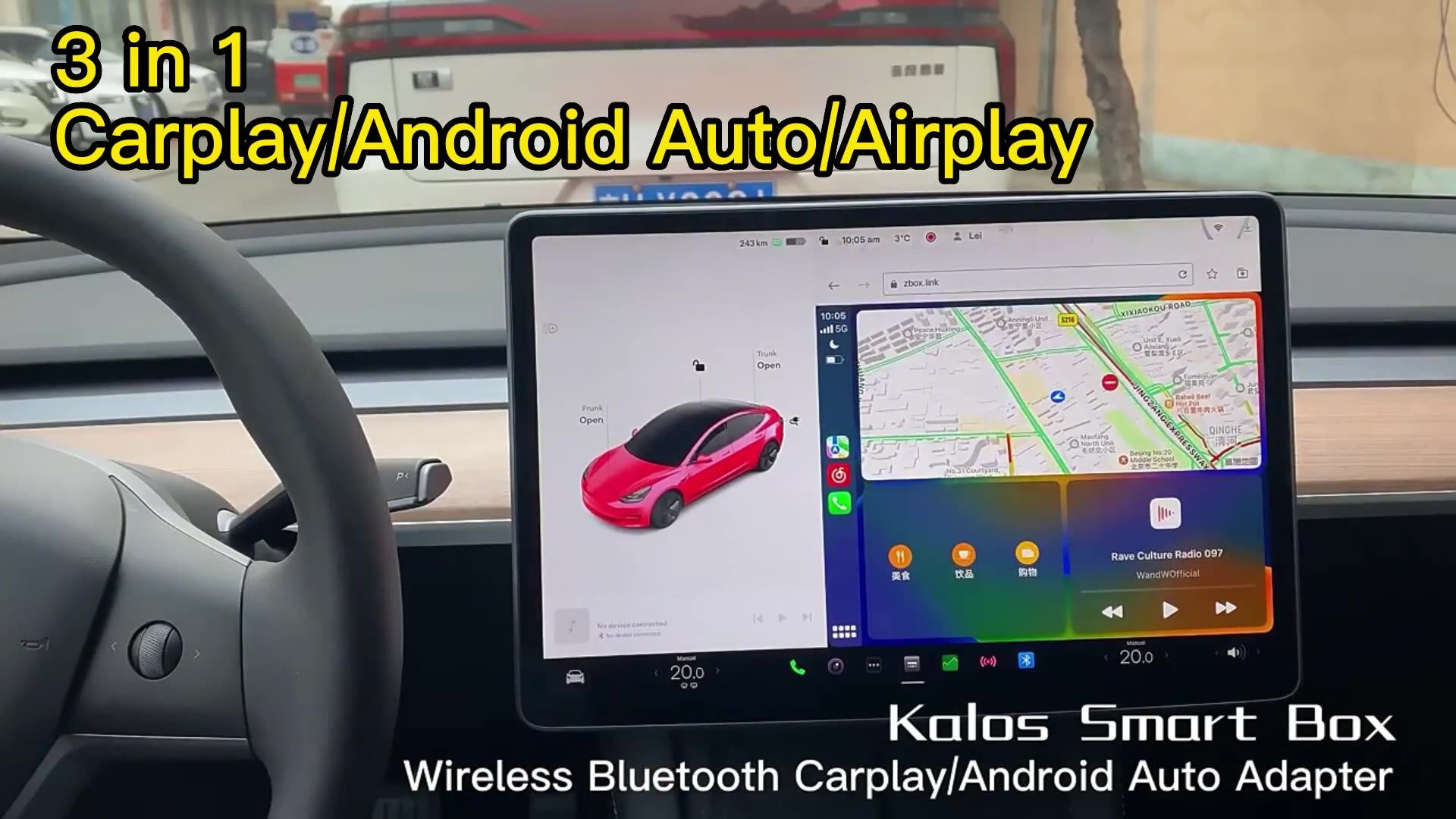 Wireless Apple Carplay Android Auto Portable Smart Box For Tesla Model ...
