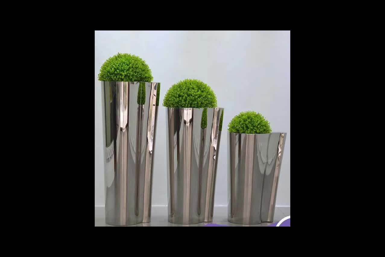 Tall Decorative Conical Planter Large Stainless Steel Flower Plant Pots ...