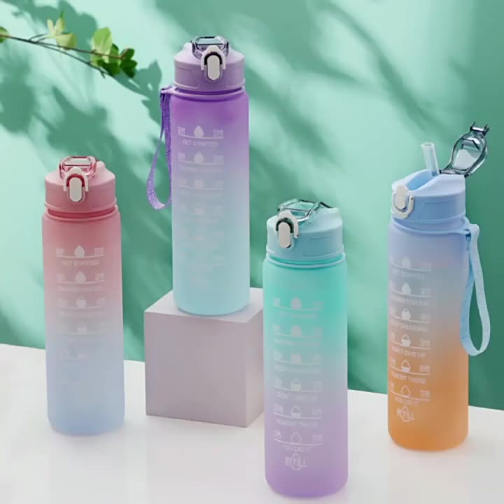 Motivational Water Bottle 2l 2 Liter 1 Gallon Sports Plastic Drinking Big Capacity Straw Type ...