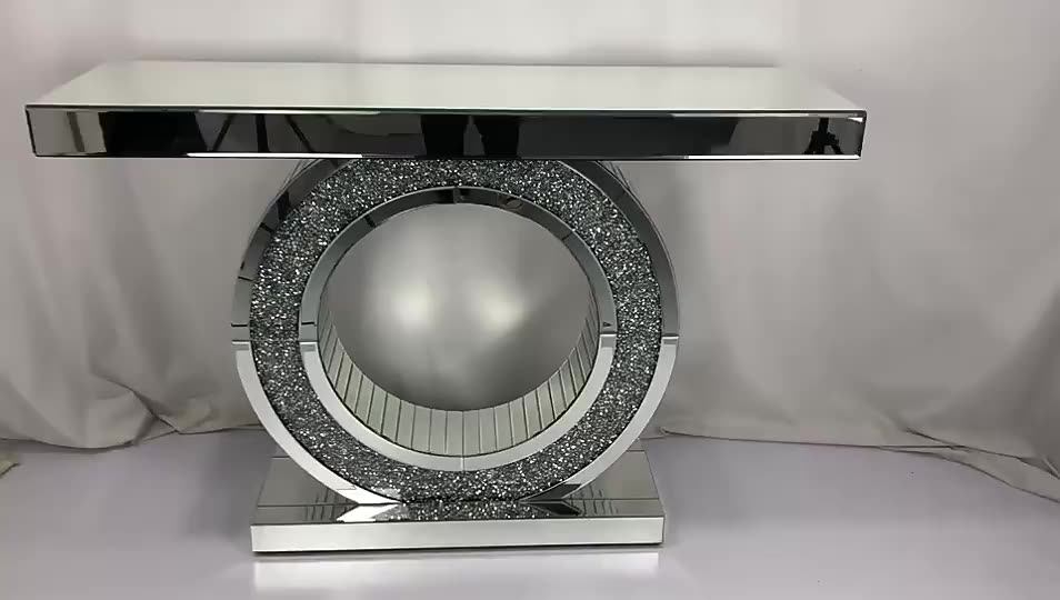 Hot Led Silver Mirrored Console Tables Crushed Diamond For Living Room ...