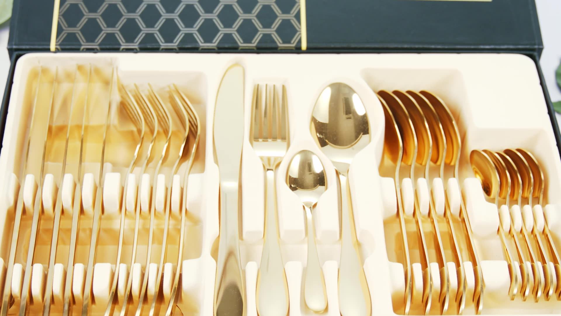 Custom Metal Gold Flatware Stainless Steel Reusable Cutlery 24pcs Set ...