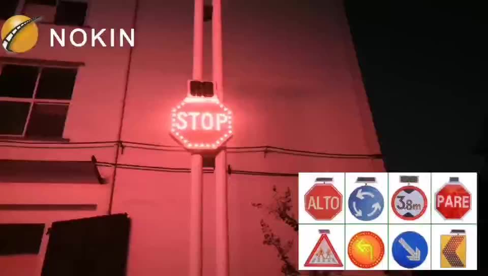 Solar Powered Road Safety Sign Blinking Light Warning Signal Led ...