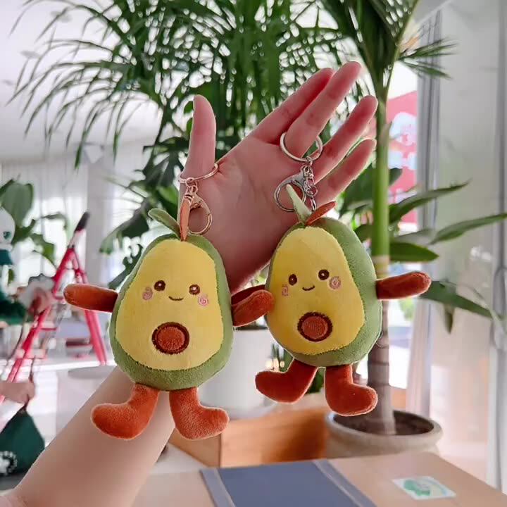 Kawaii Simulation Fruit Avocado Plushies Soft Toy Stuffed Key Chain Key ...