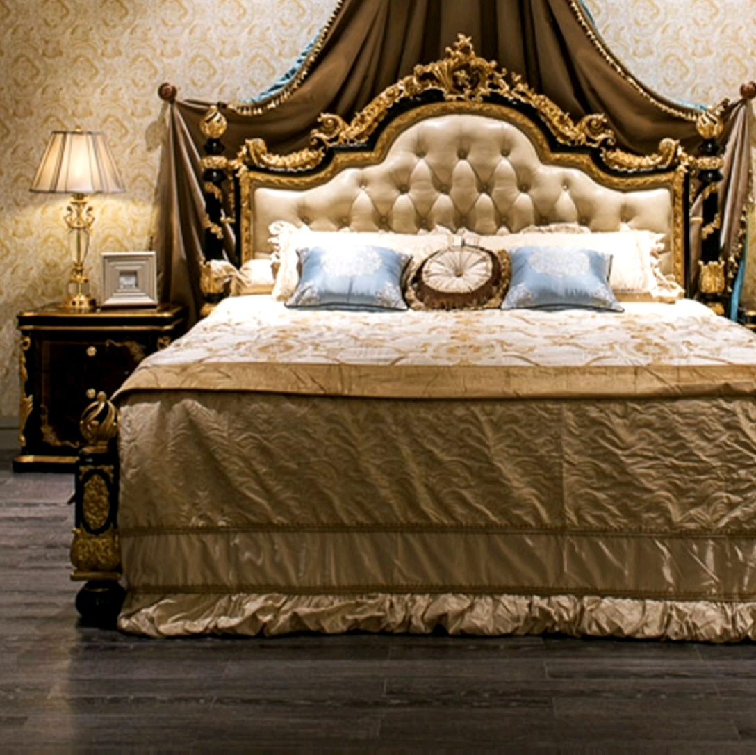 OE FASHION custom OEM Black Bed Italian Design Luxury antique bedroom Design 100 Black frame Leather Bed