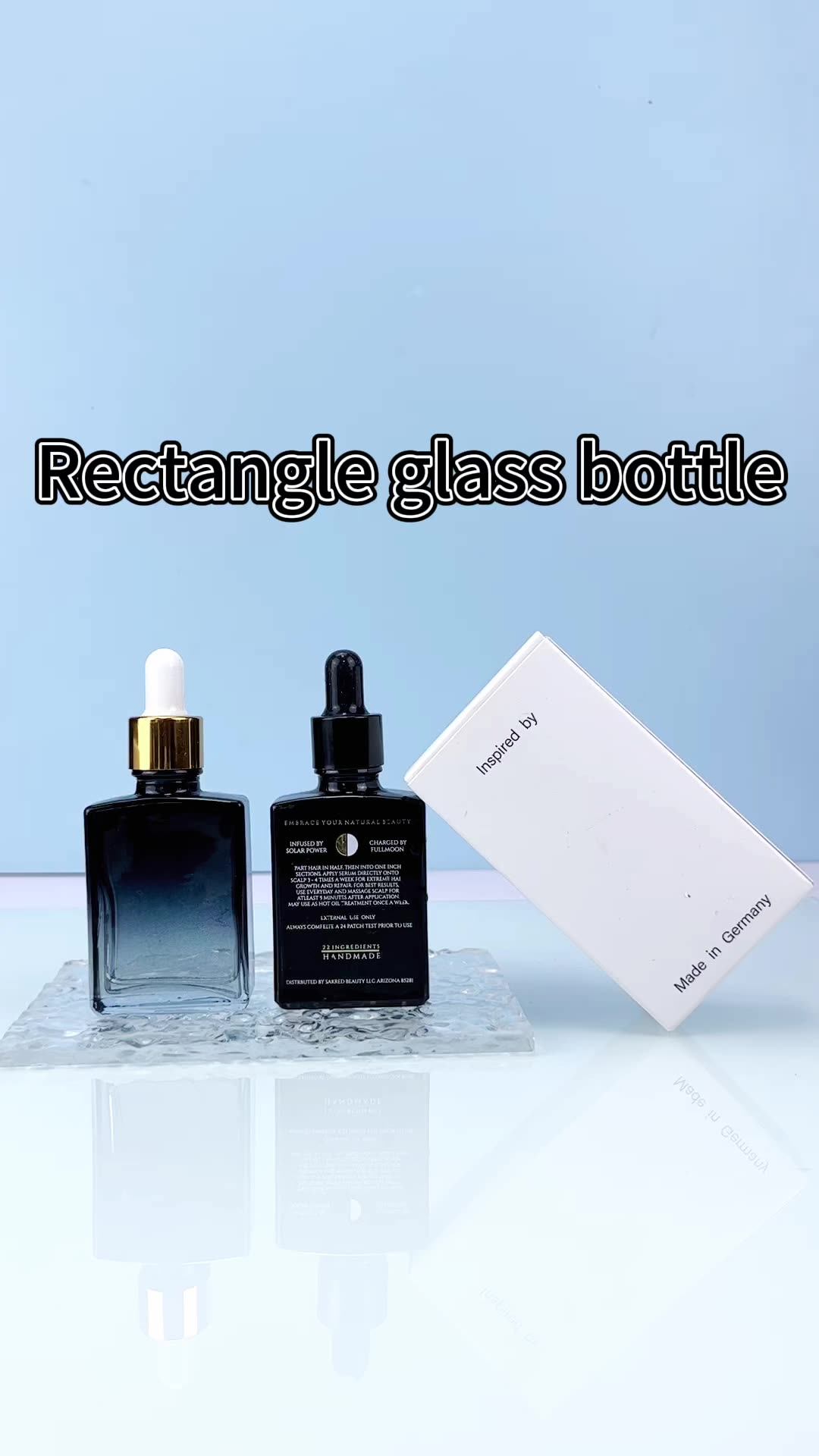 Flat Square Rectangle Luxury 15ml 30ml 50ml 100ml Glass Dropper Bottles ...