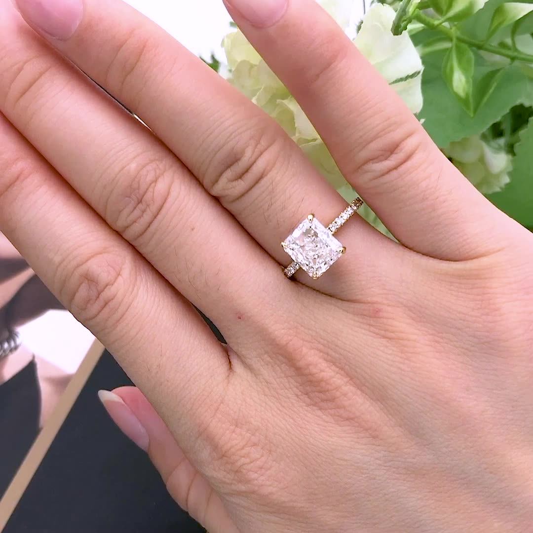 Igi 18k Yellow Gold 2.63ct Princess Square Cut Lab Diamond Rings Wedding Jewelry - Buy Lab Grown ...