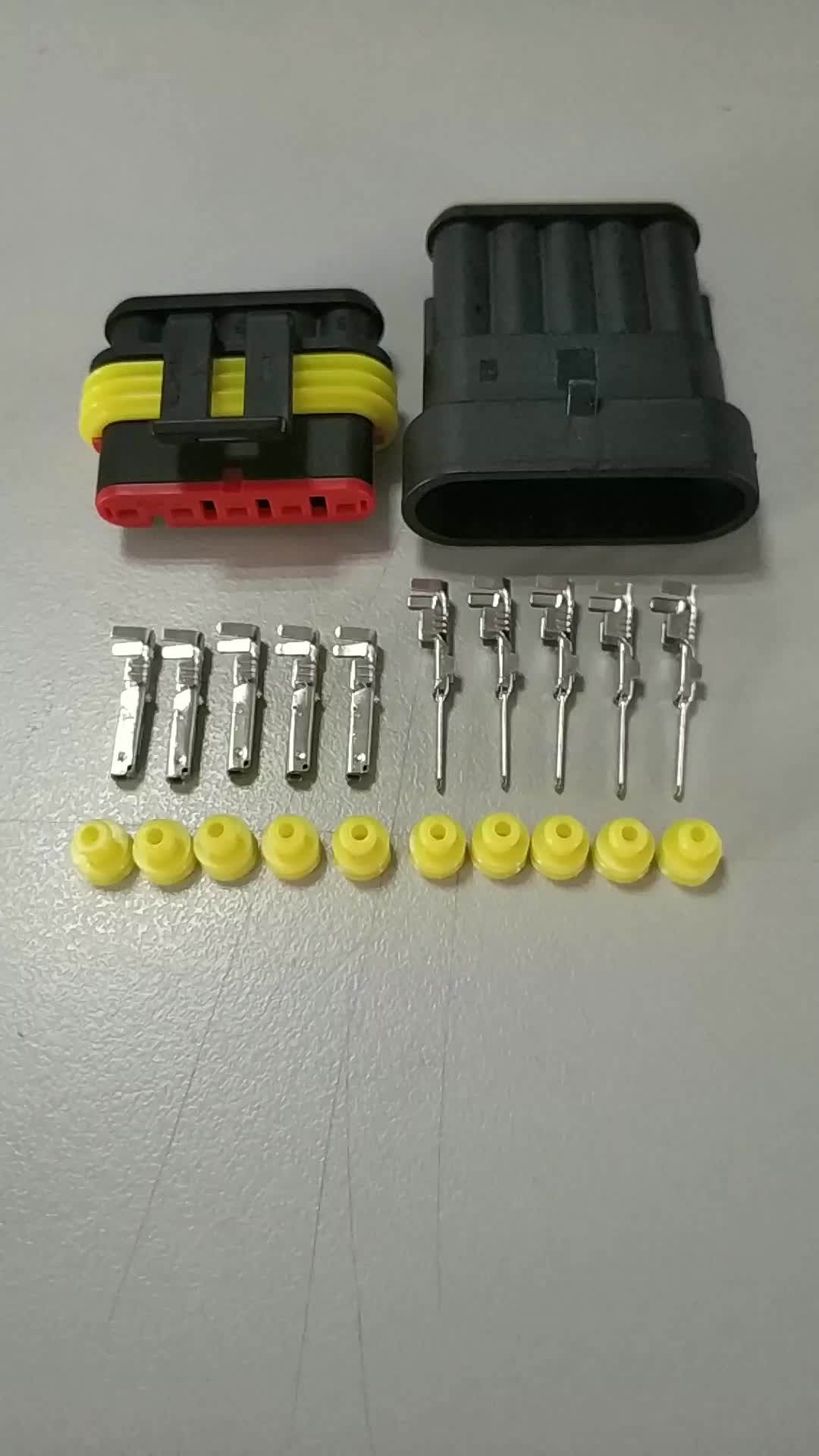 5 Pin Male Female Connector Tyco Amp Super Seal Waterproof Terminal ...