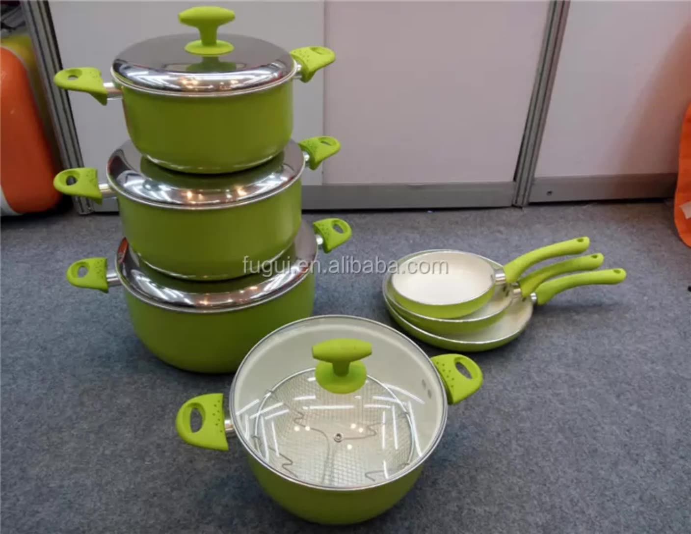 11pcs Aluminum Ceramic Coating Non-stick Cookware Set 20/24/26cm ...