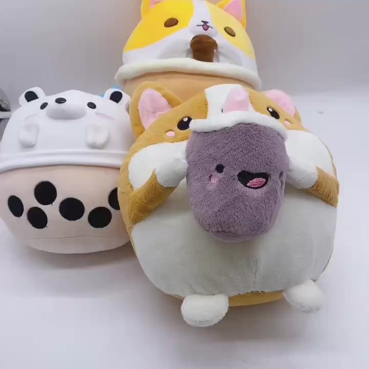 Kawaii Soft 25cm Boba Plush Toy Bubble Tea Pig Colorful Customized ...