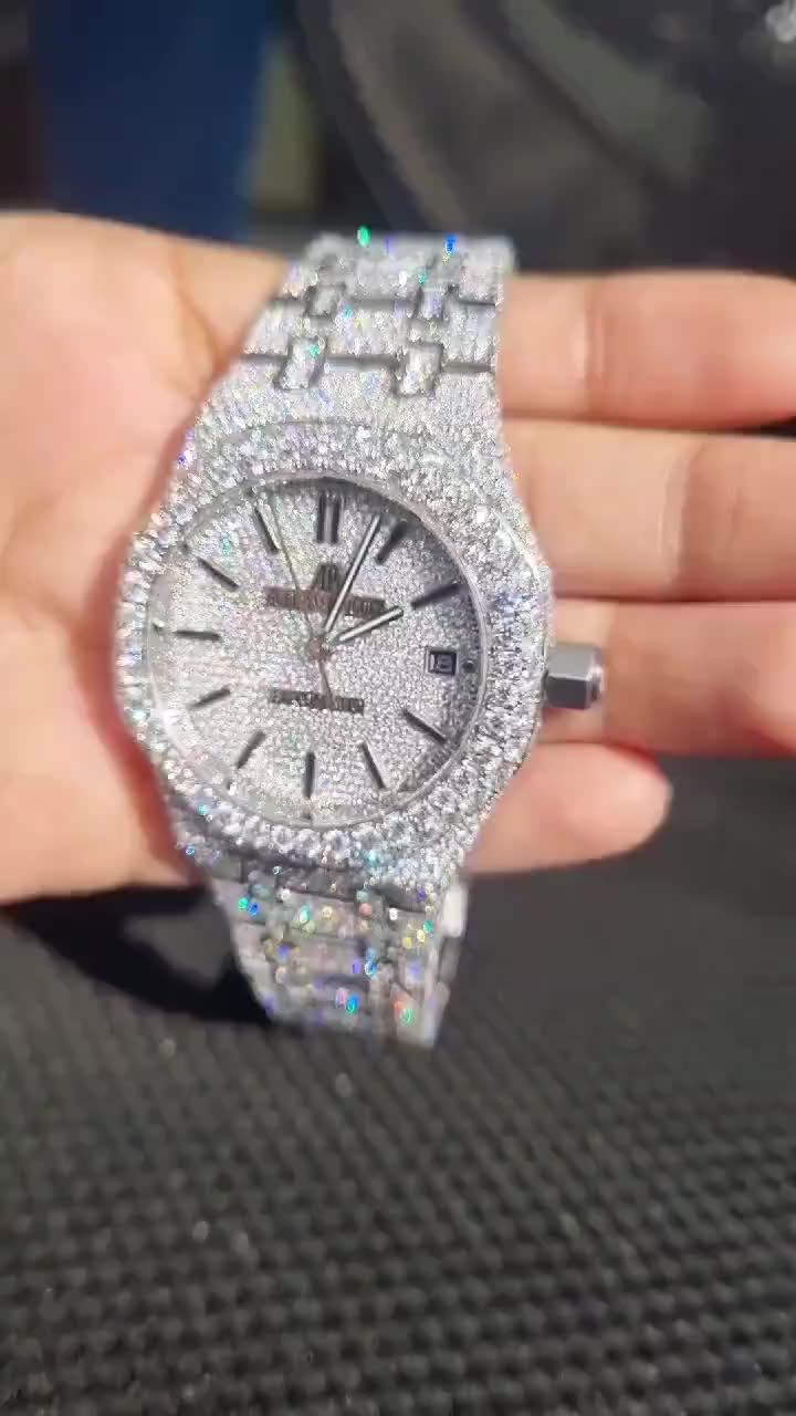 Moissanite Diamond Iced Out Ap Watch Moissanite Wrist Analog Watch Vvs ...
