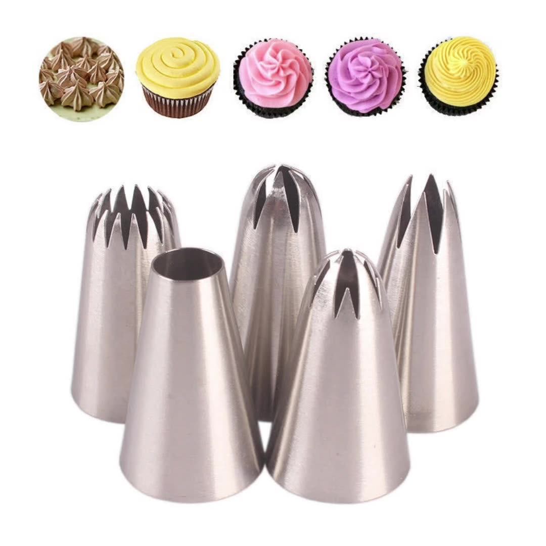 Different Shapes Cake Nozzles 304 Stainless Steel Seamless Icing Piping ...