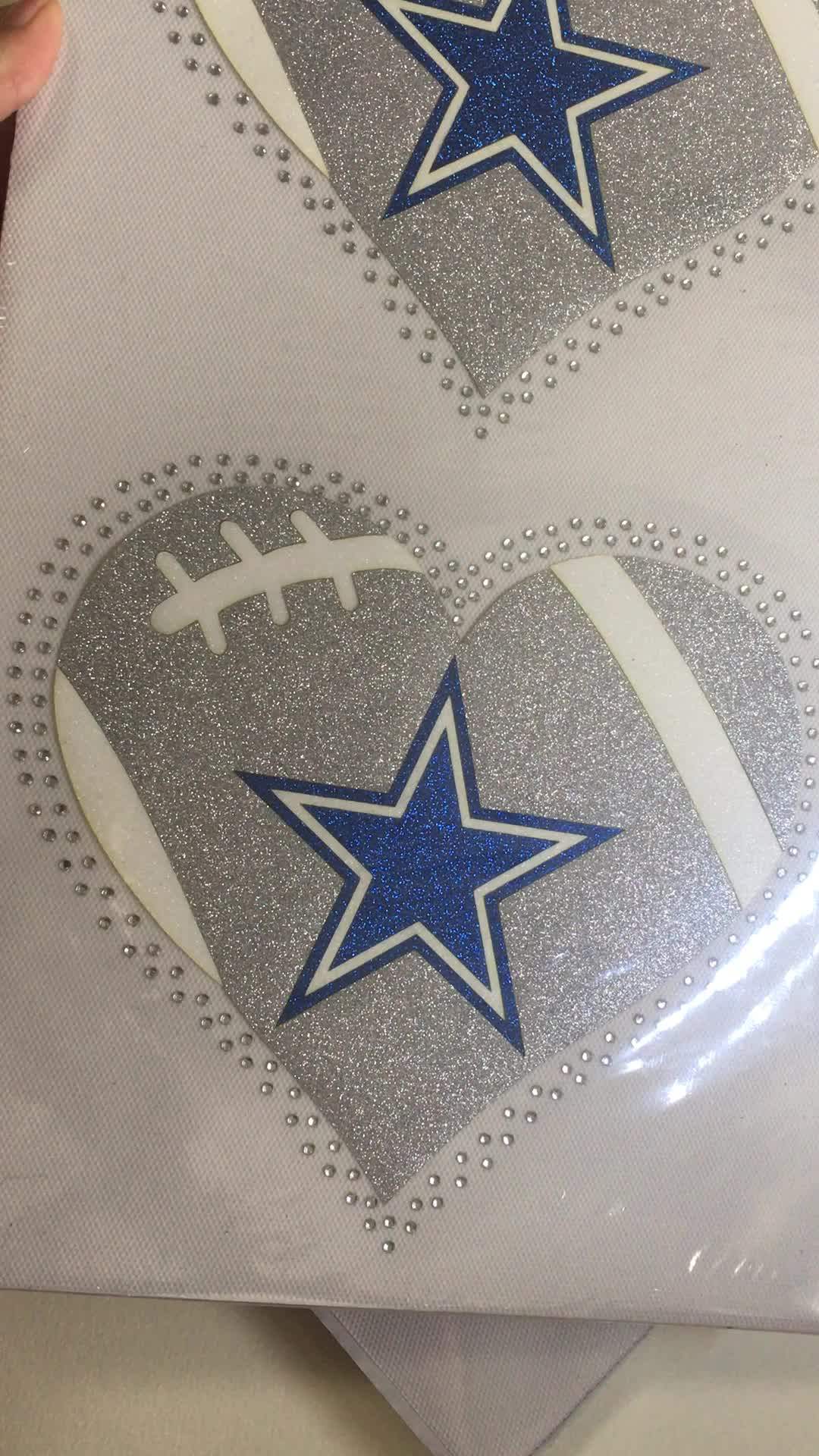 Custom Dallas Cowboy Glitter Vinyl Rhinestone Heat Transfer - Buy ...