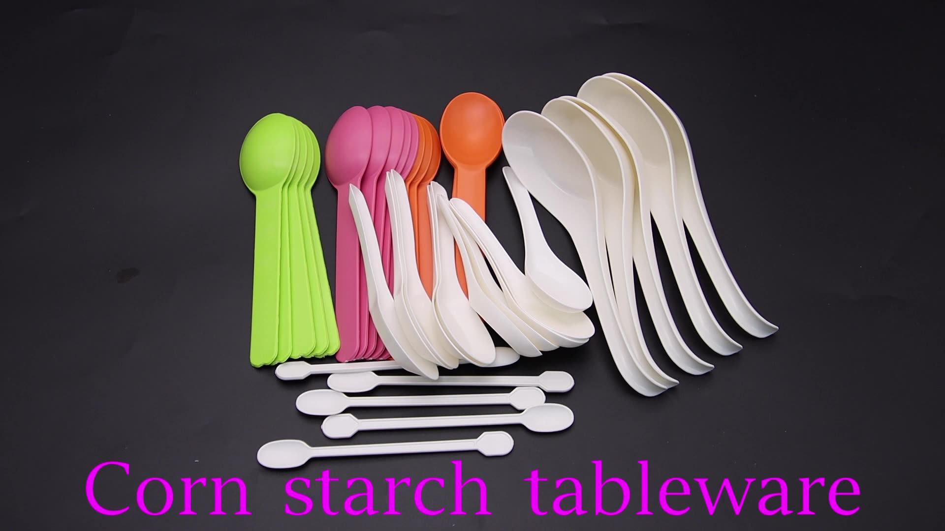 100% Compostable Biodegradable Cornstarch Cutlery Disposable Tableware ...