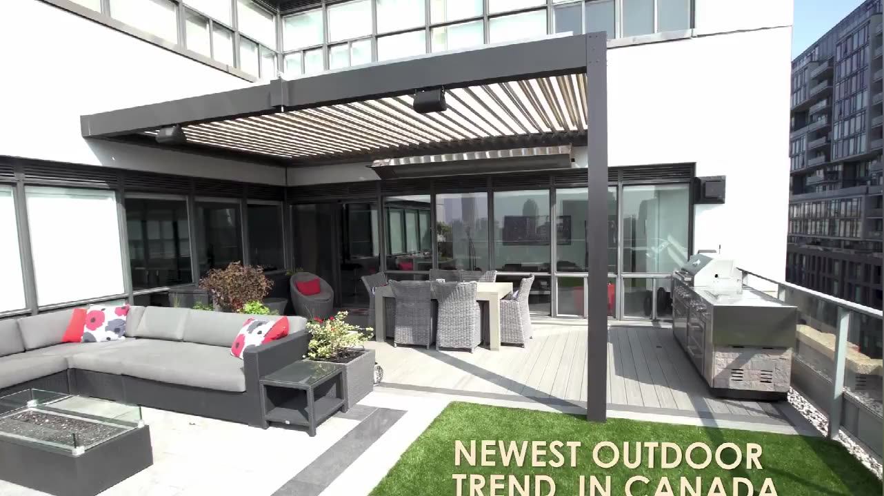 Weatherproof Sun Louver Aluminum Deck Patio Cover Electric Opening ...