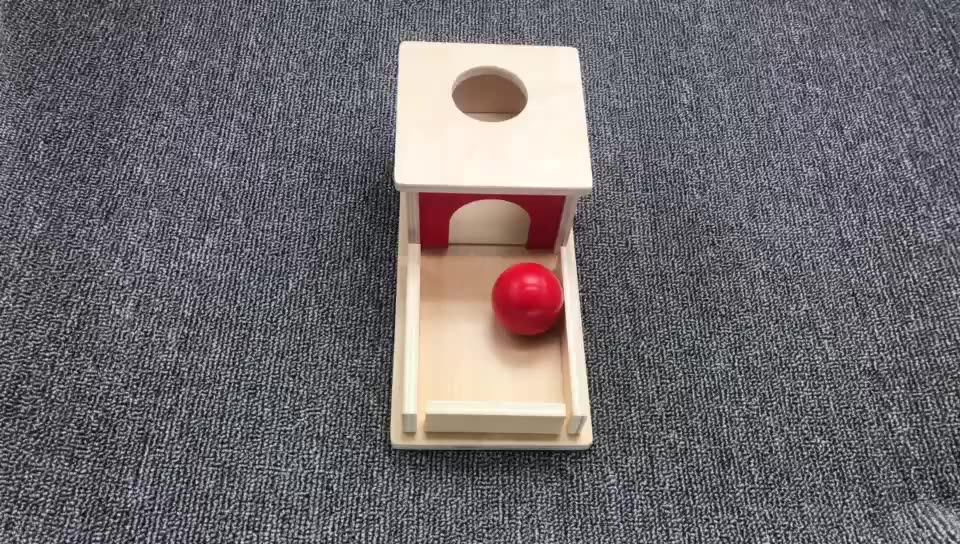 Montessori Wooden Object Permanence Box With Tray And Ball Matching ...