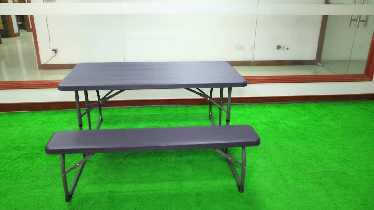 Outdoor Furniture Woodgrain Design Hdpe Blow Mold Folding Picnic Beer ...