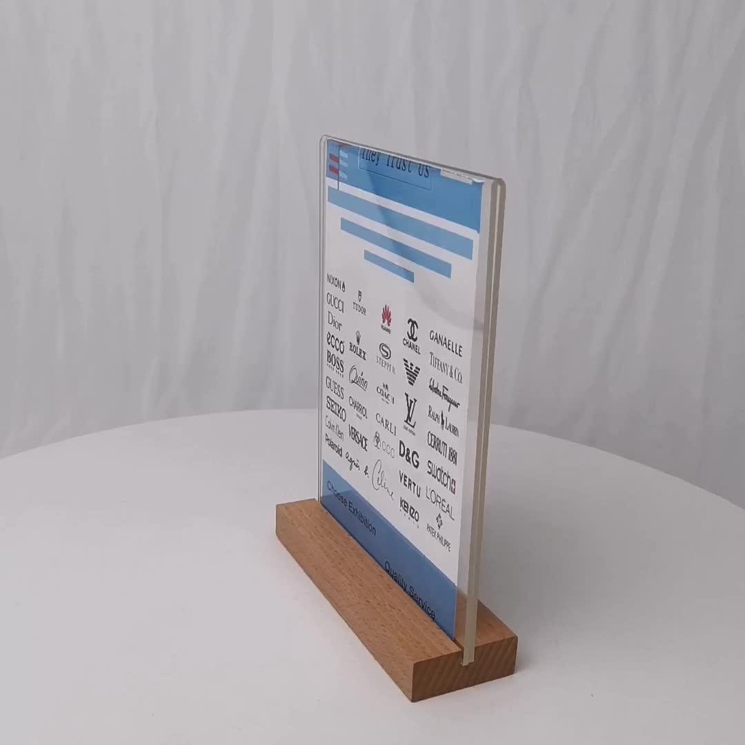 Advertising Tag Sign Card Display Stand Wooden Base Poster Table Desk ...