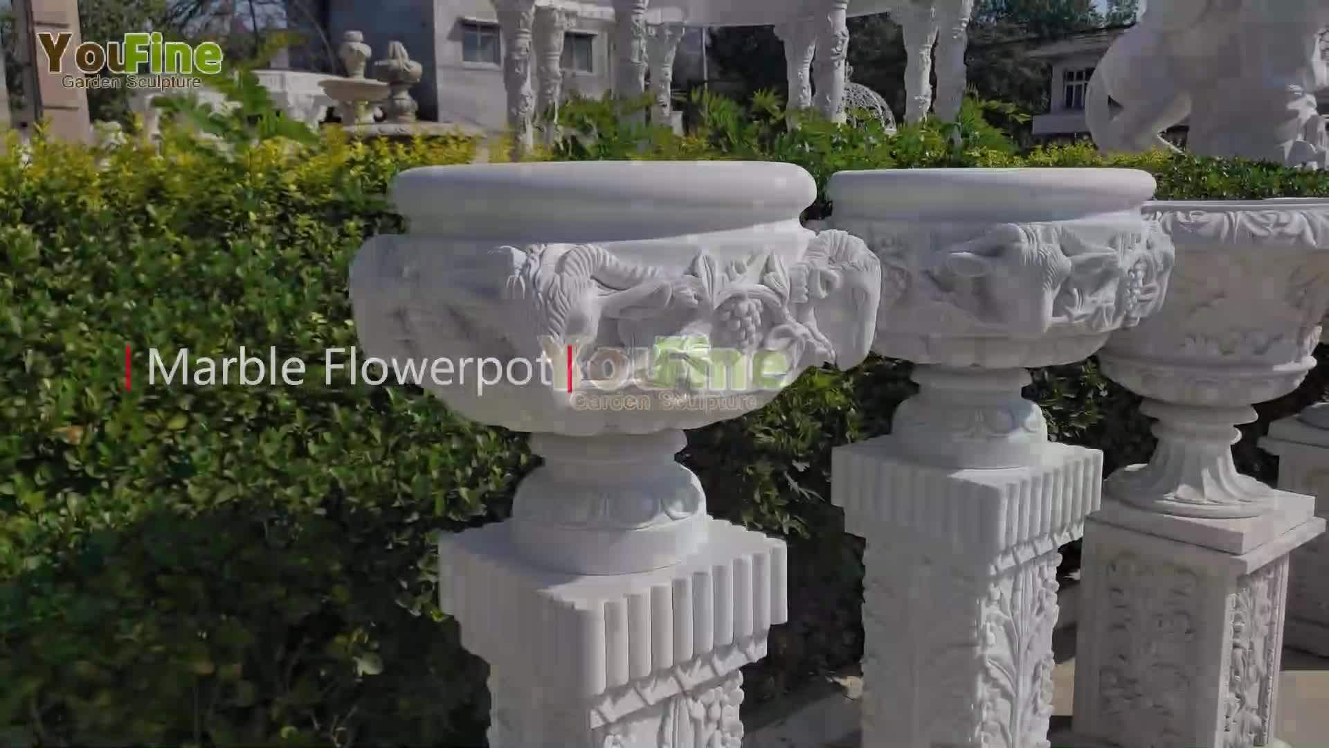 Large Outdoor Decorative White Stone Planter - Buy Stone Planter ...
