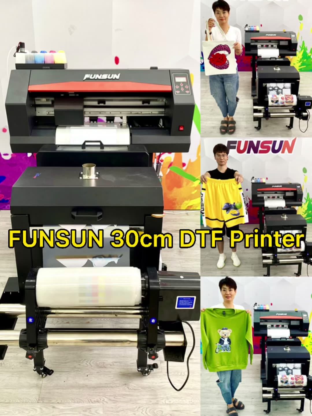 Funsun Dtf Printer 30cm For T-shirt Custom Pet Film Heat Transfer Glue ...