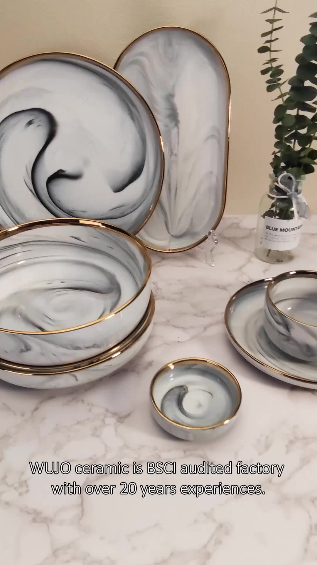 Modern High Quality Marble Design Dinner Set Royal Gold Luxury ...