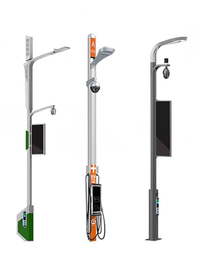 Iot Smart Light Poles Hot Dip Galvanized Street Lights With Camera Cctv ...