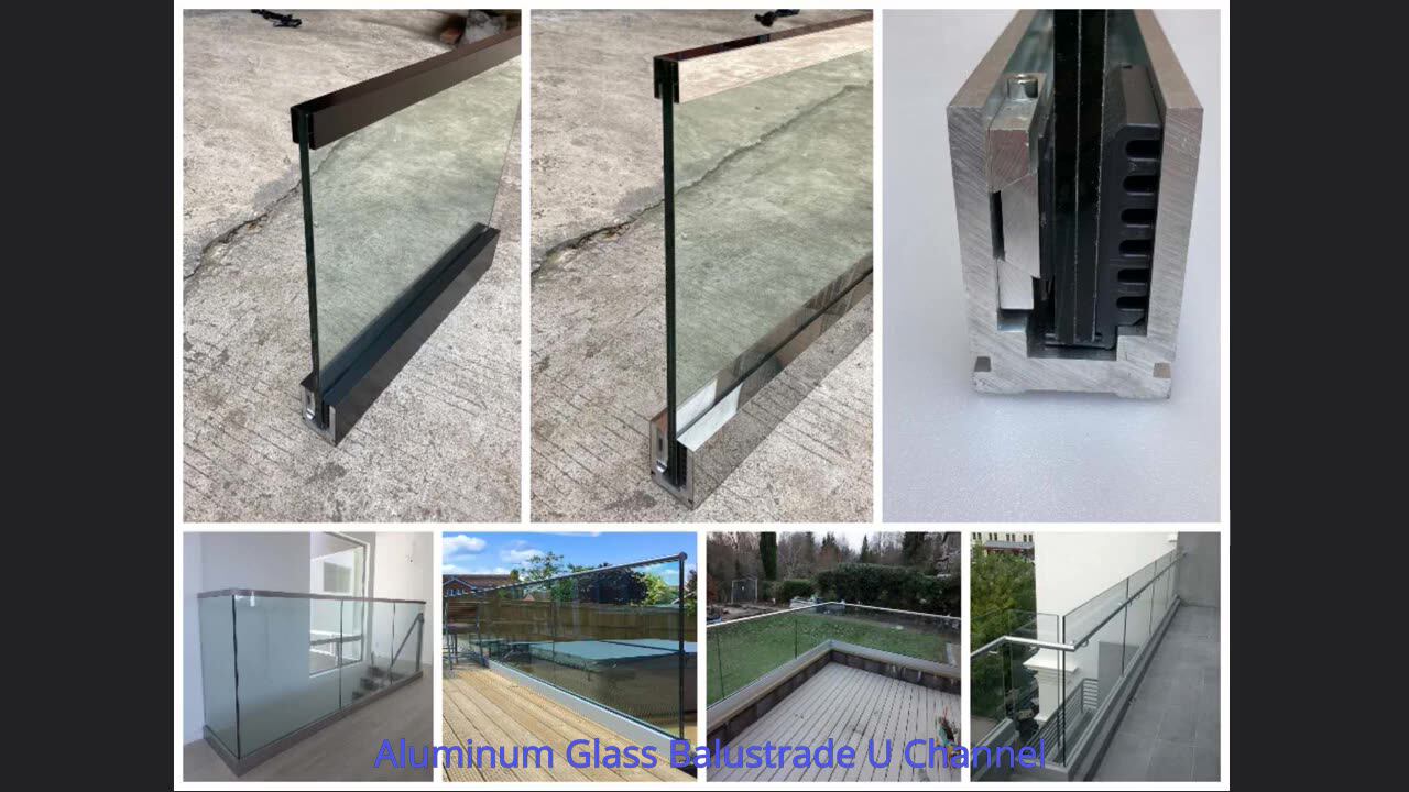 18mm Laminated Glass Railing Balustrade Profiles Aluminum U-shape Led ...