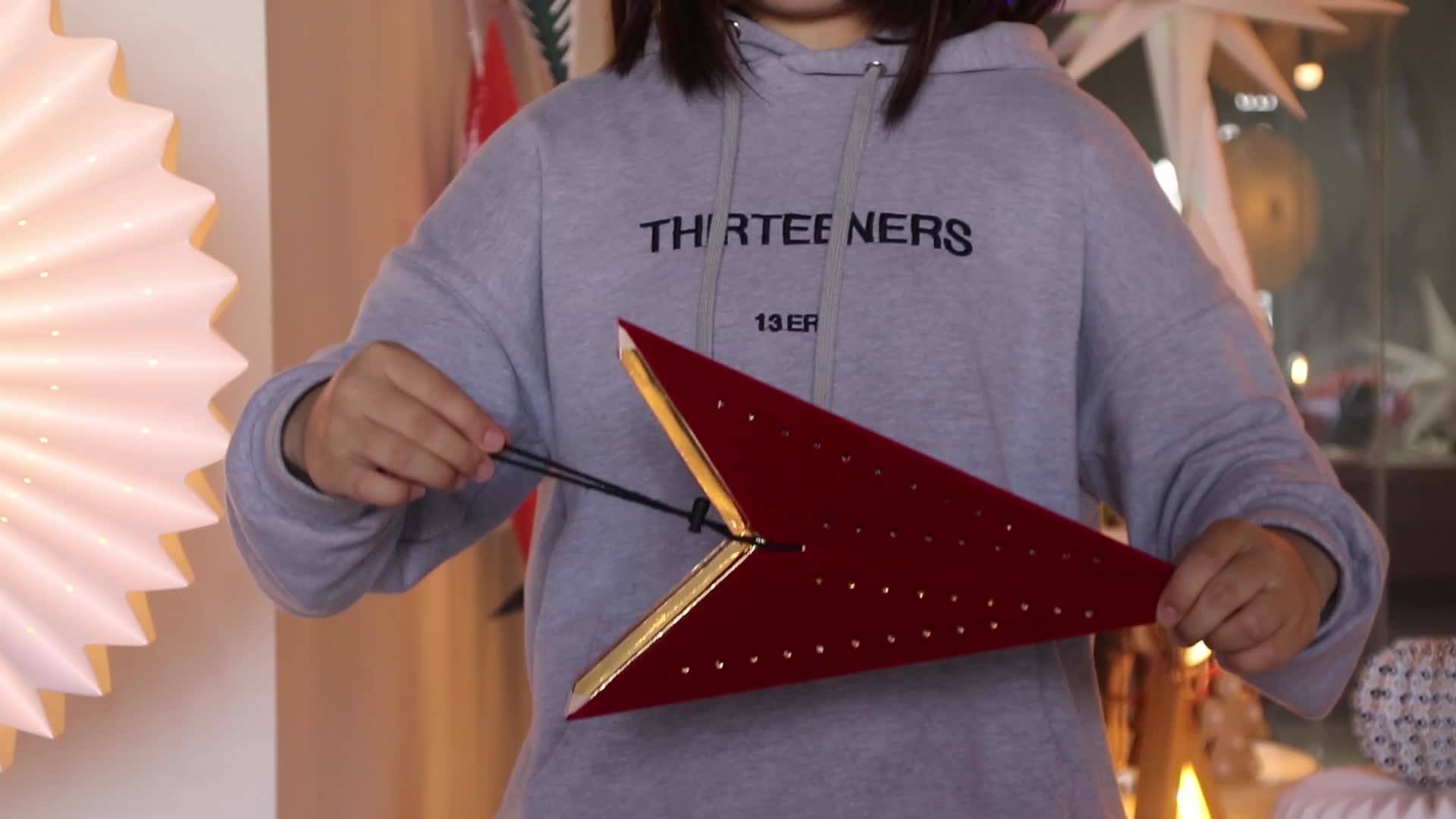 Home Hanging Decoration 3d Handmade Red Star Lantern String Led Paper ...