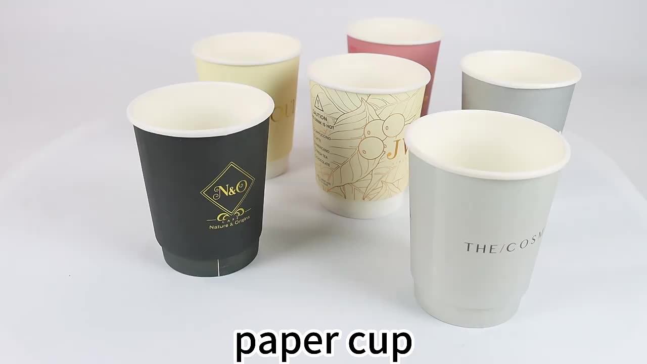 Custom Biodegradable 6oz 8oz 9oz 12oz 16oz Paper Cups Disposable Double ...