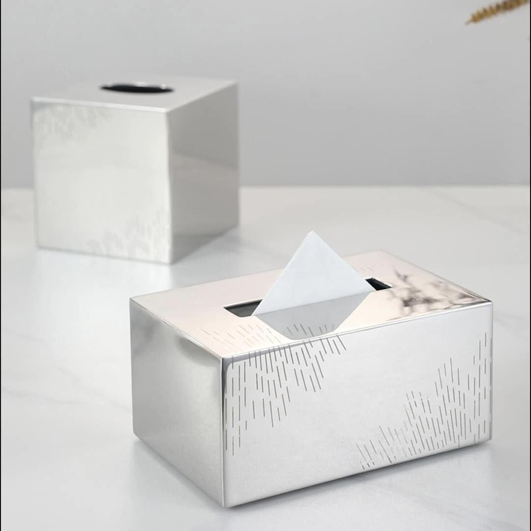 Silver Stainless Steel Mirror Tissue Box Creative Design Luxury Metal ...