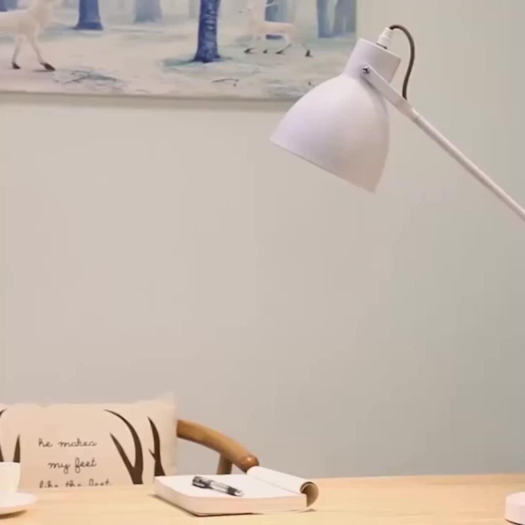 Nordic Style Metal Base Lamp Shade Reading Light E27 Wood Table Desk ...