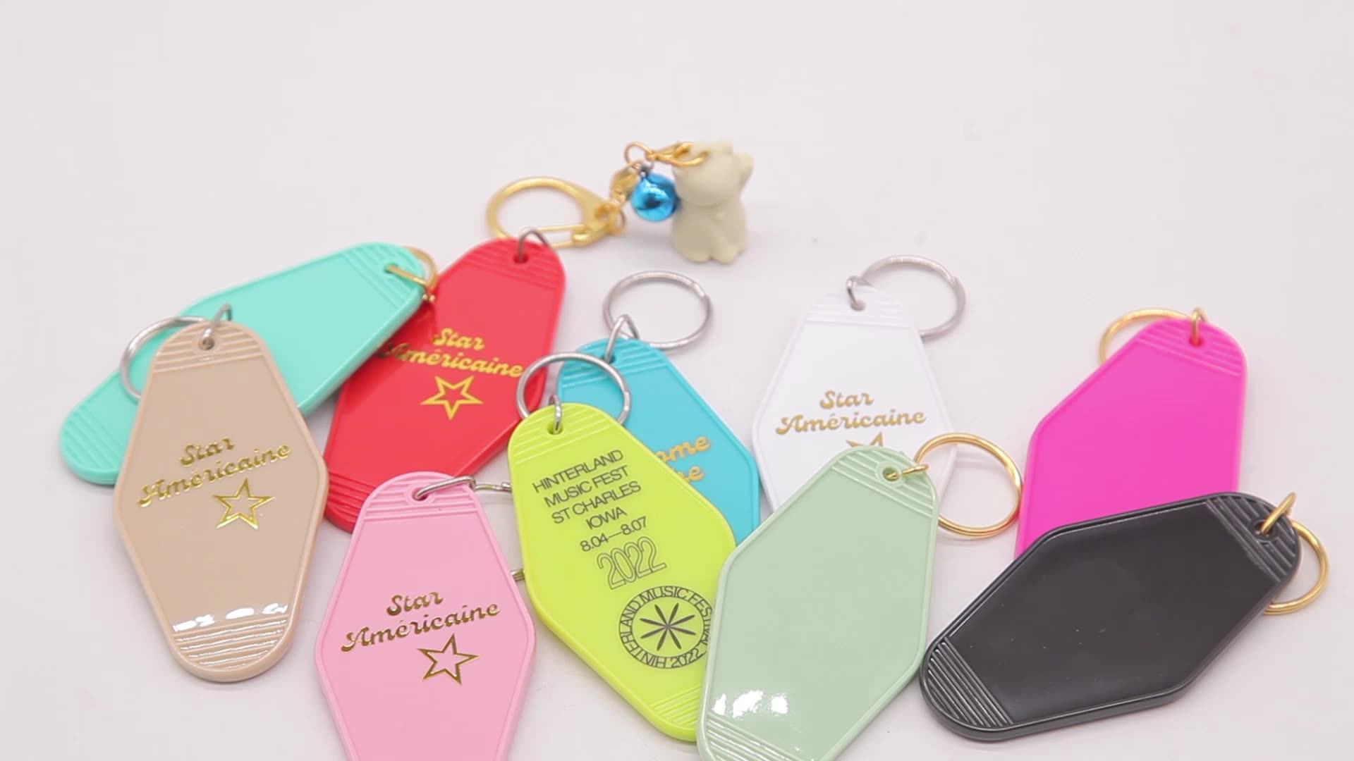 Custom Embossed Logo Pure Color Motel Keychain Blank Pu Leather Hotel ...