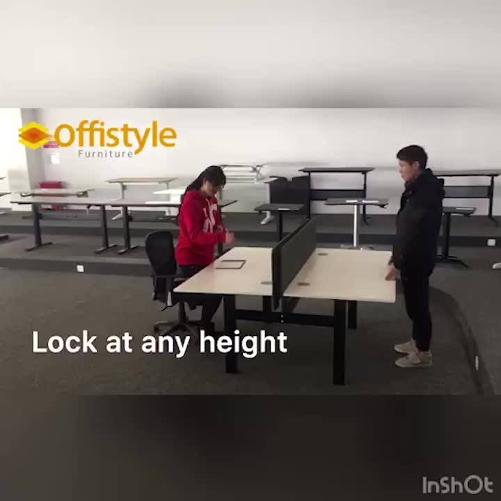 Two Person Height Adjustable Face To Face Sit Stand Standing Desk - Buy ...