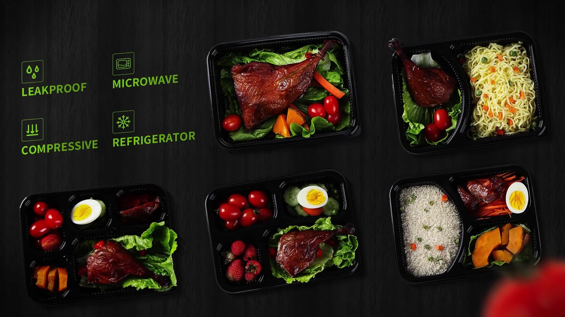 Custom Takeaway Microwavable Plastic 3 Compartment Bento Food Storage ...