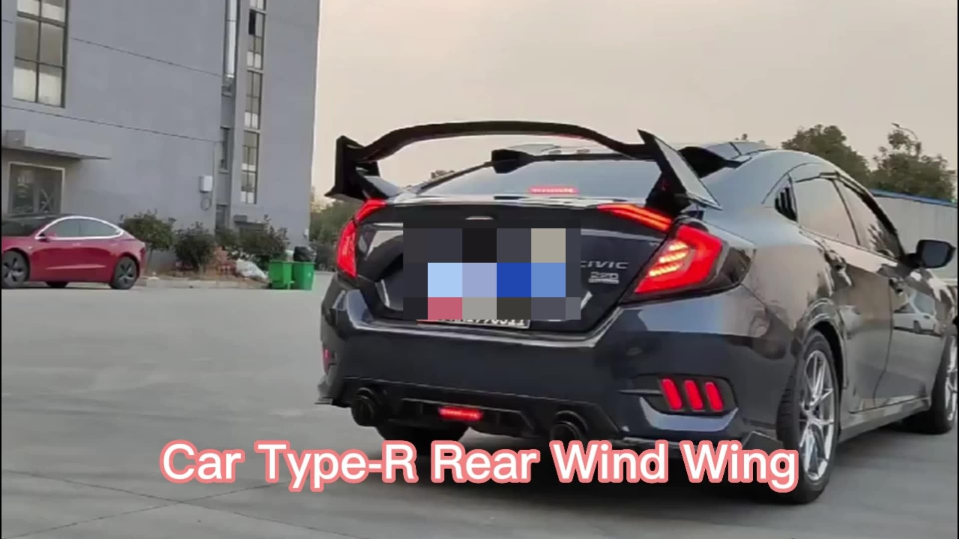 Car Modified Type-r Perforated Tail Wind Wing Three Compartment Fixed ...