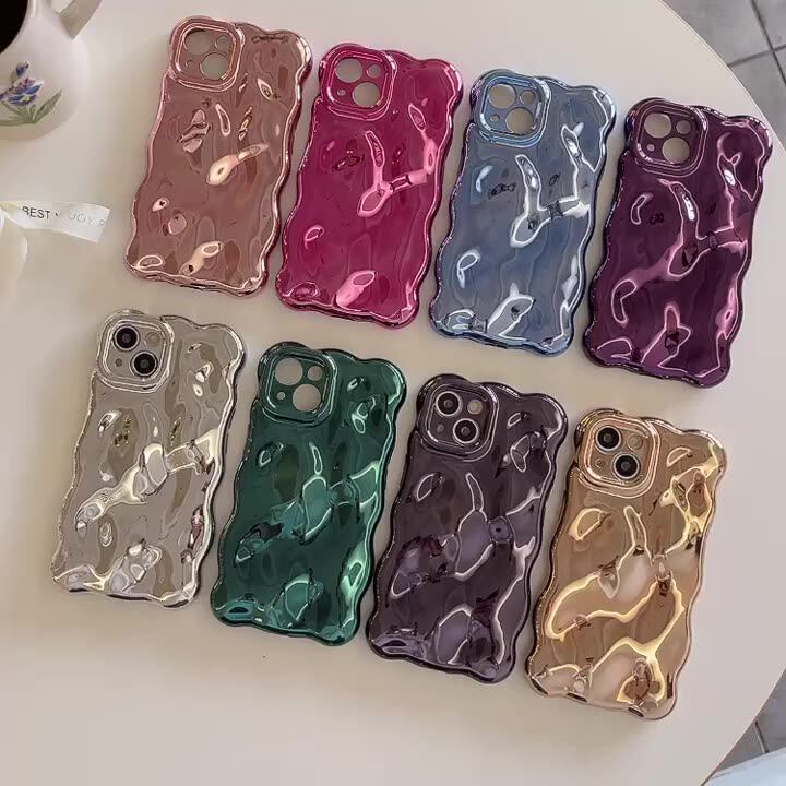 Luxury Wavy 3d Meteorite Texture Plating Silver Case For Iphone 11 12 ...