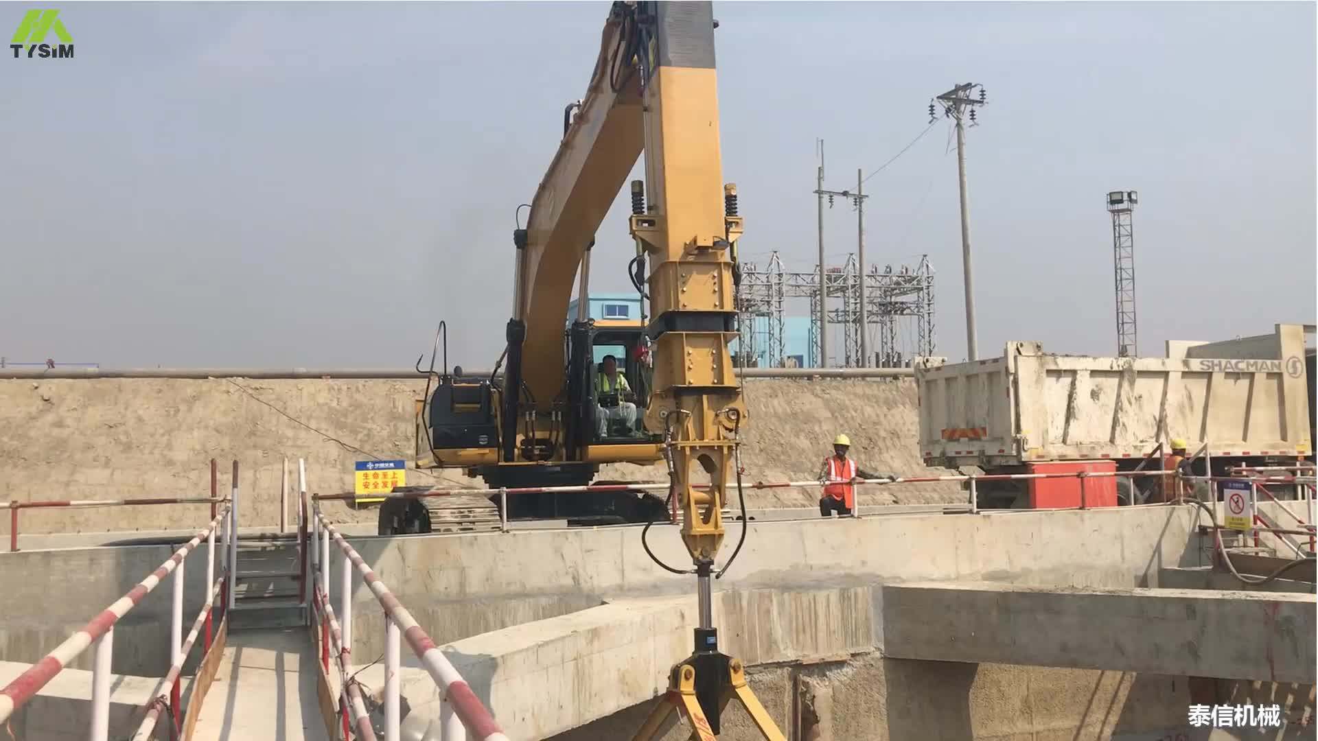 Tysim Km150 Excavator Telescopic Long Boom Arm With Clamshell Bucket ...