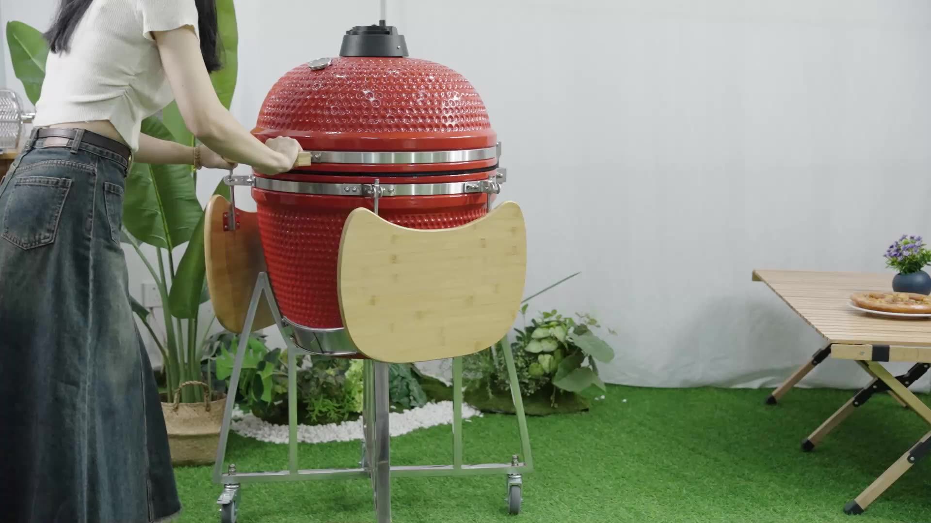 Seb Kamado Black Bbq Charcoal Grill Outdoor Smoker Barbecue Kamado ...