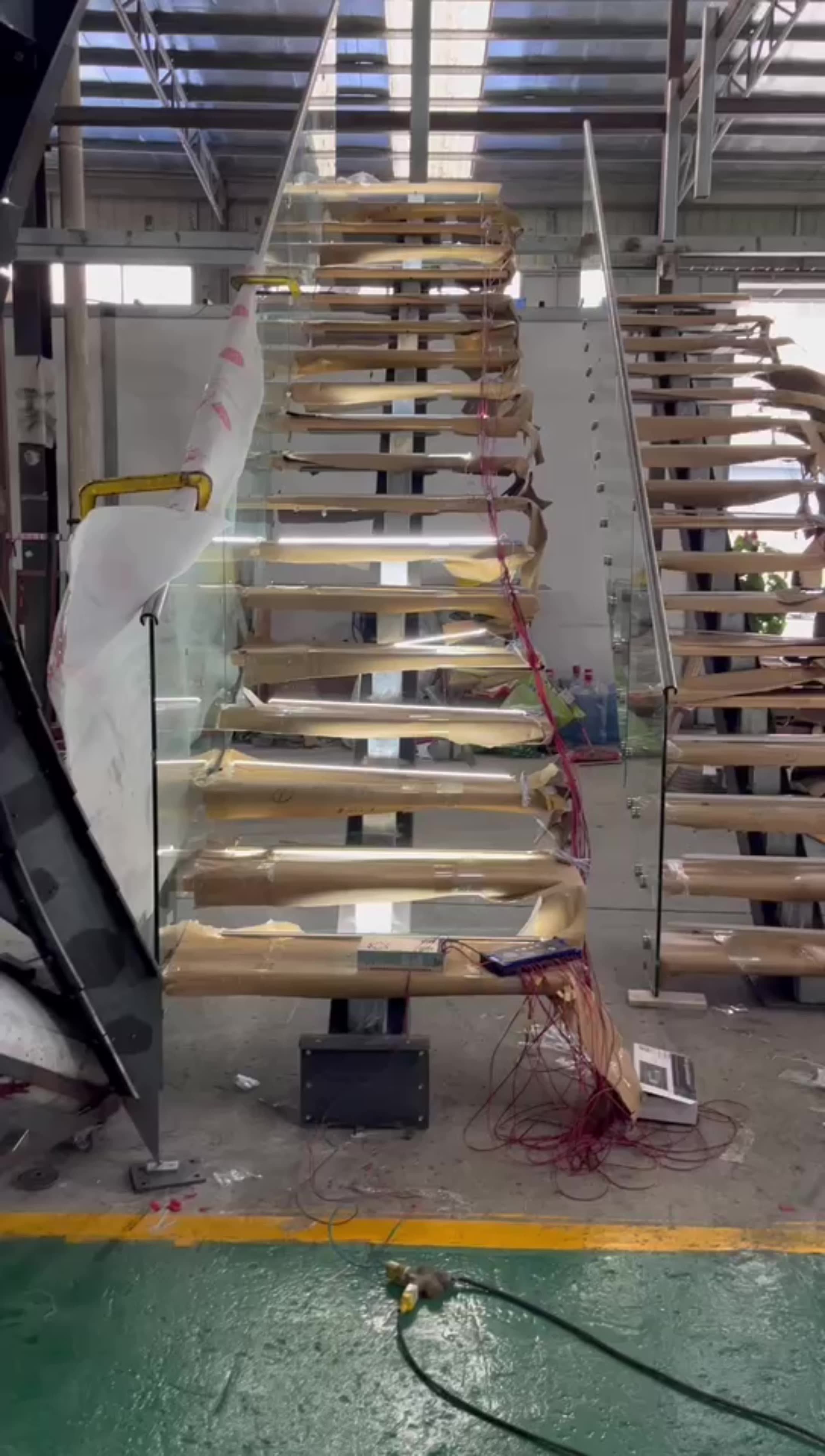 Residential Steel Stair Modern Smart Led Step Open Riser L Shape ...