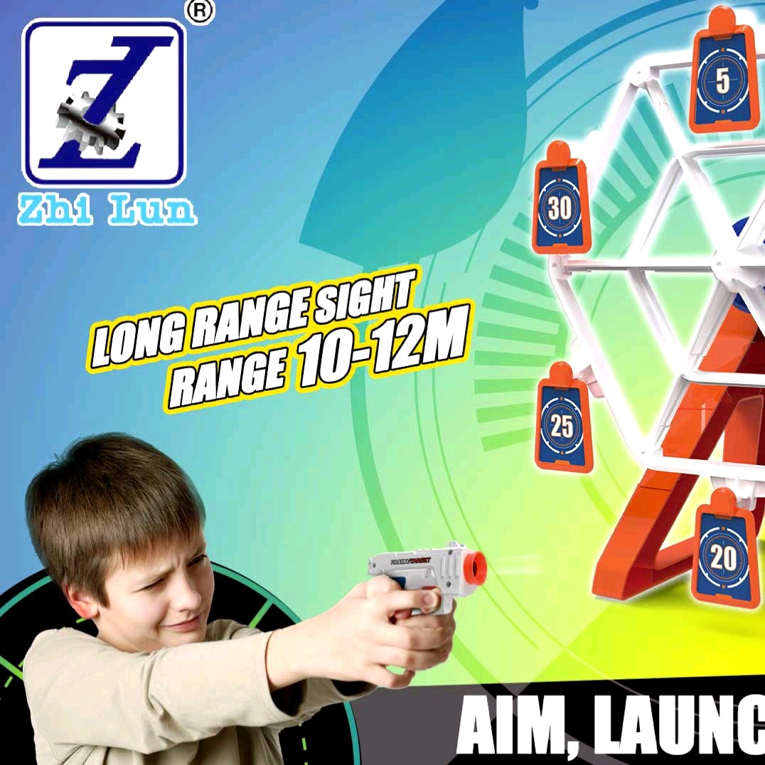 Indoor Rotating Target Shooting Game For Kids With Gun Blaster And ...