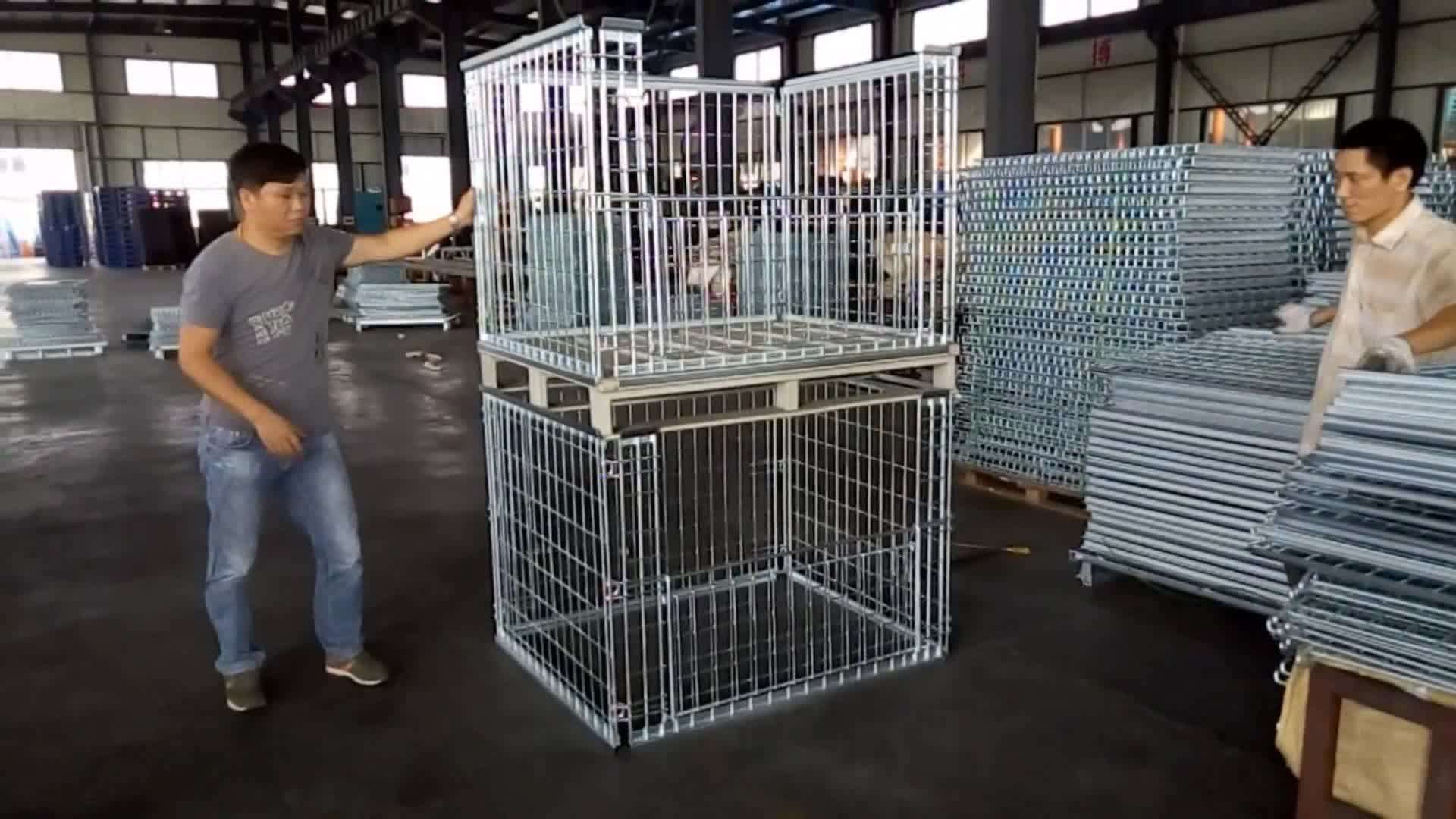 Warehouse Detachable Welded Metal Stackable Wire Mesh Cargo Collapsible ...