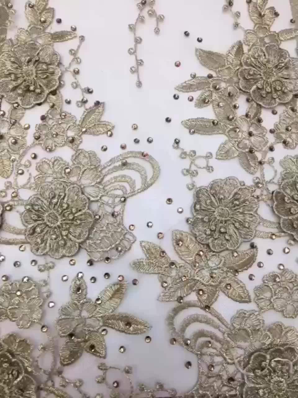 Rhinestones Embroidery Fabric 2019 Fashion Lace Fabrics For Dress - Buy ...