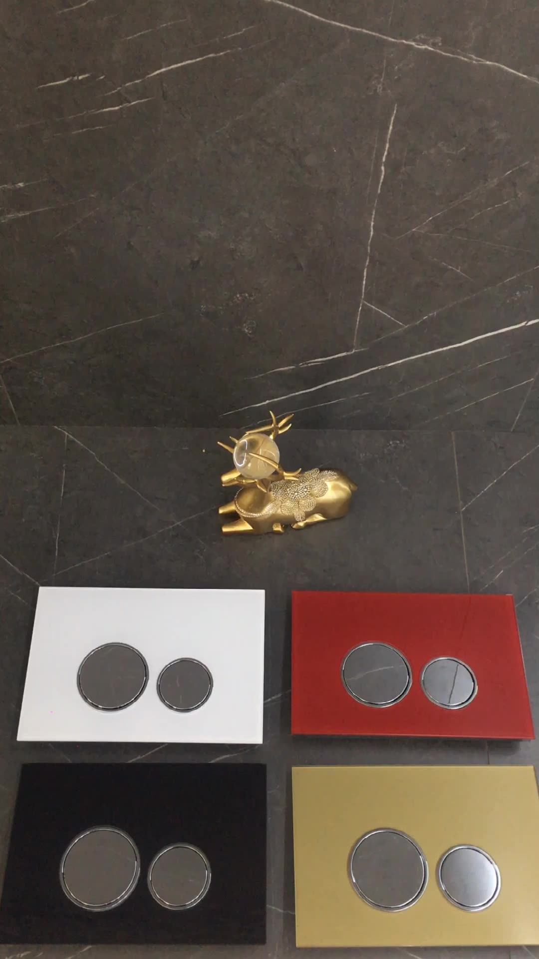 Toilet Dual Flush Actuator Plate For Concealed Cistern,Black Glass Push ...