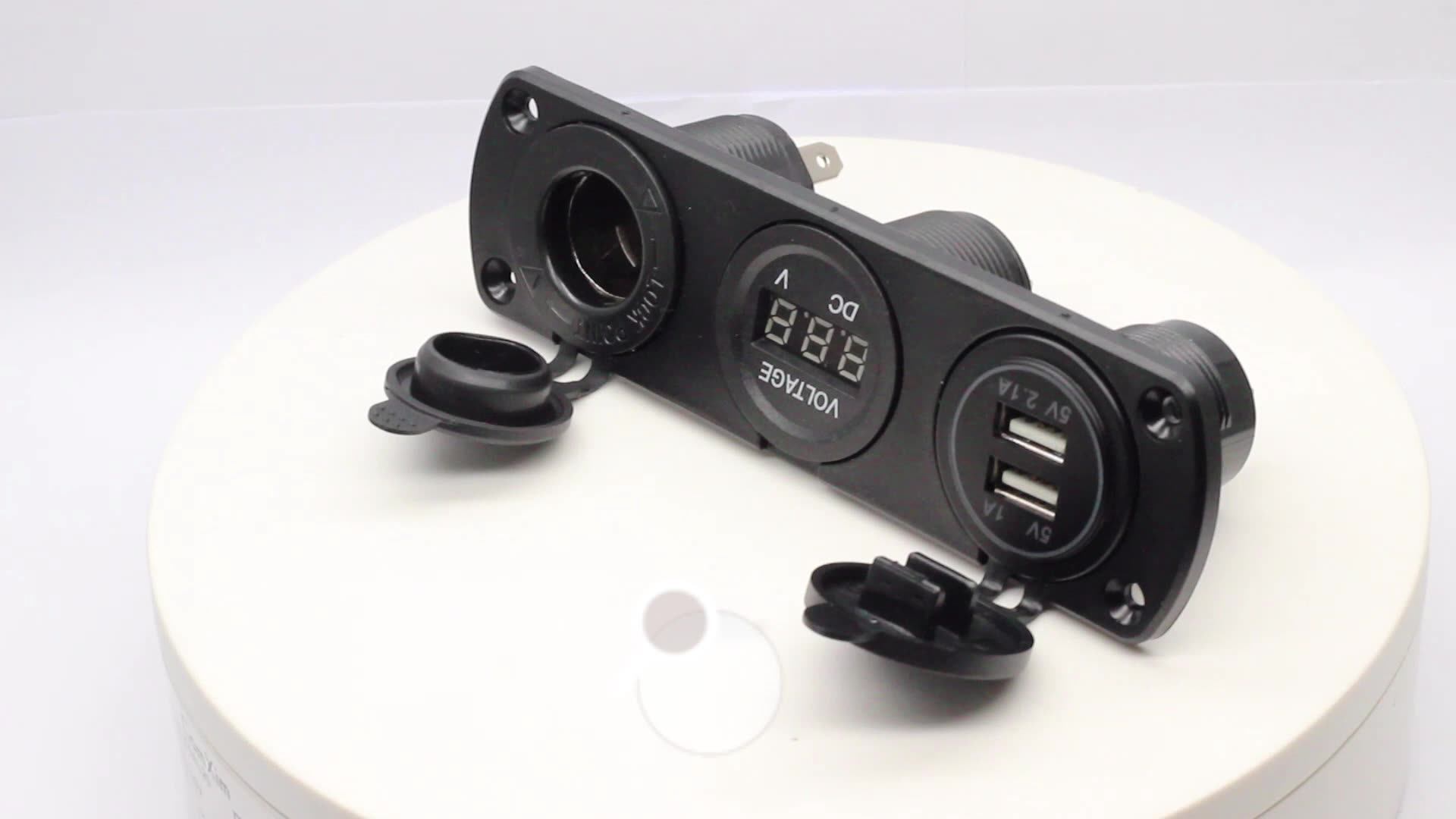 3 In 1 Charger Panel Mount Dual Usb Charger With Digital Voltmeter And ...