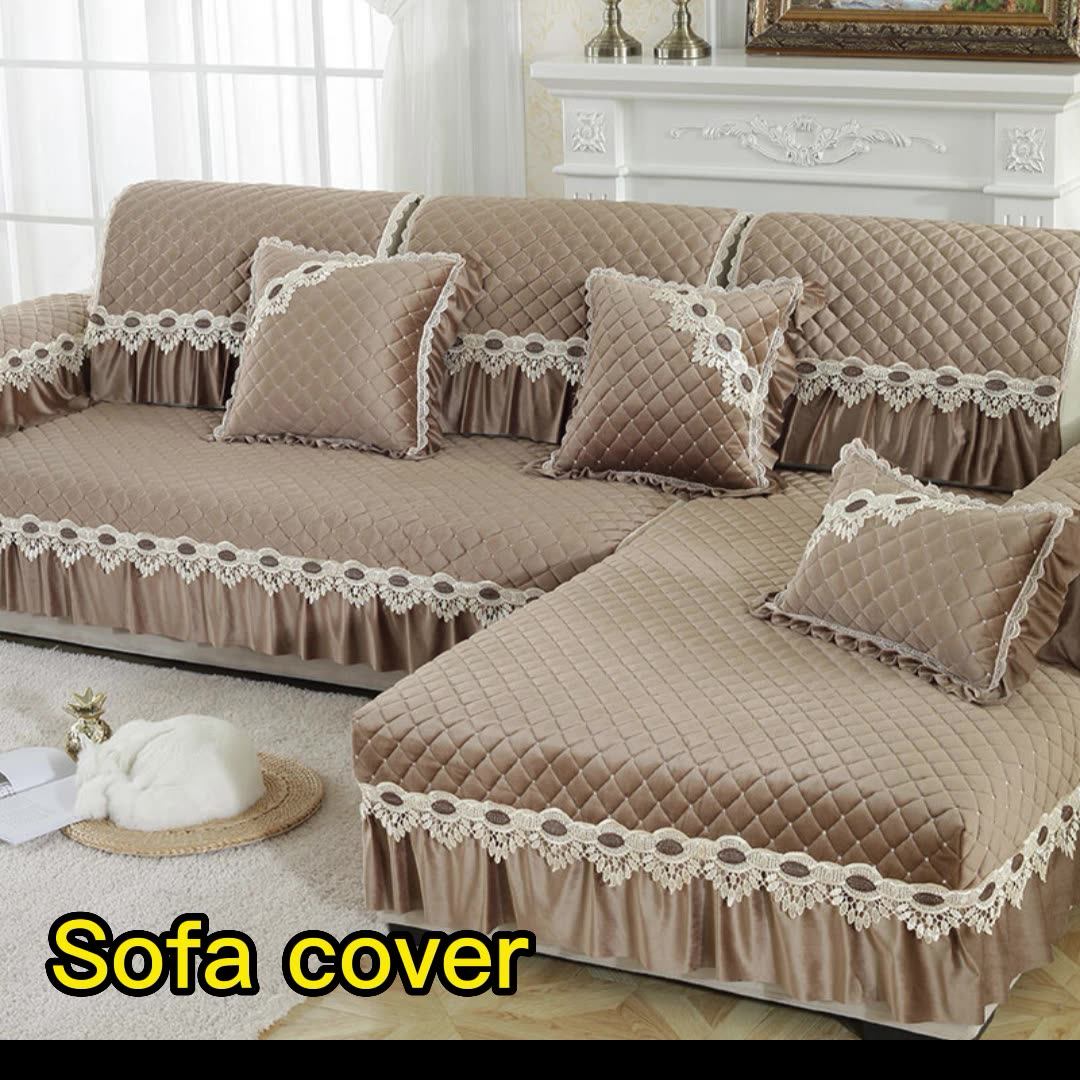 Luxury Home Living Room L-shape Sectional Sofa Covers Solid Color ...
