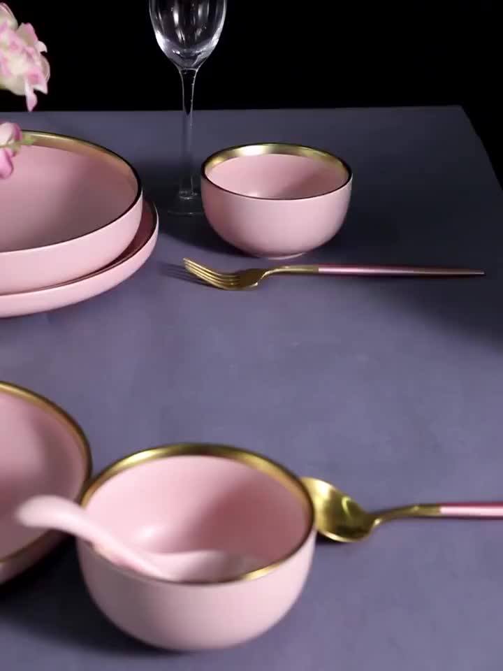 2019 Hot Good Price Pink Porcelain Dinner Sets Home Hotel Ceramics ...